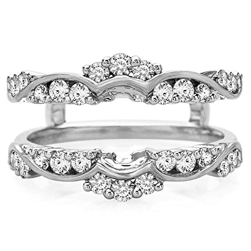 Ritzin Vintage Design Enhancer Guard 0.3Cttw Round Shape Excellent Cut Moissanite Ring In 925 Sterling Silver For Women's Engagement Wedding (7.5)