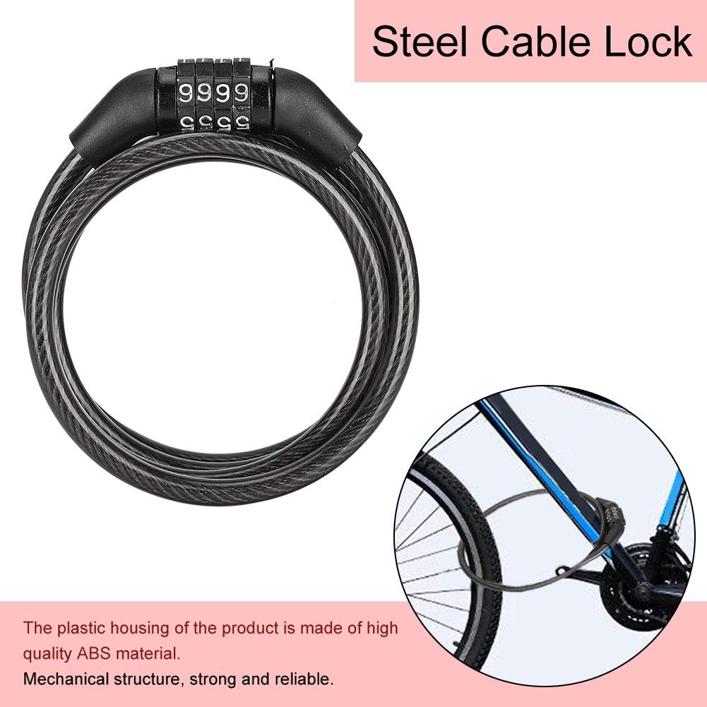 PUSOKEI Security Bike Lock Steel Lock Line, Manganese Steel Cable Motorcycle Lock Bike Chain Lock Easy to Use
