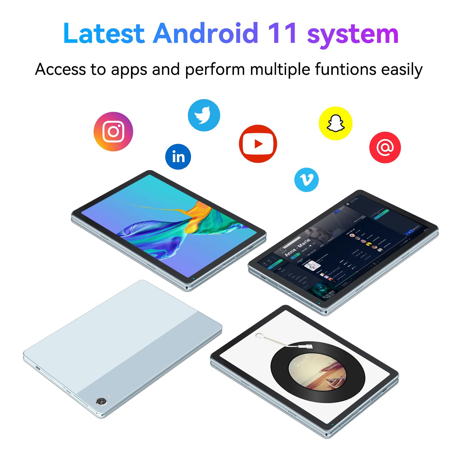 OLEXEX Tablet 10.4 inch Android 11 6000mAh 1332 * 800 HD CTP 2GB ROM Quad Core RAM 32 GB WiF Bluetooth GMS Certified Tablets (Gray)