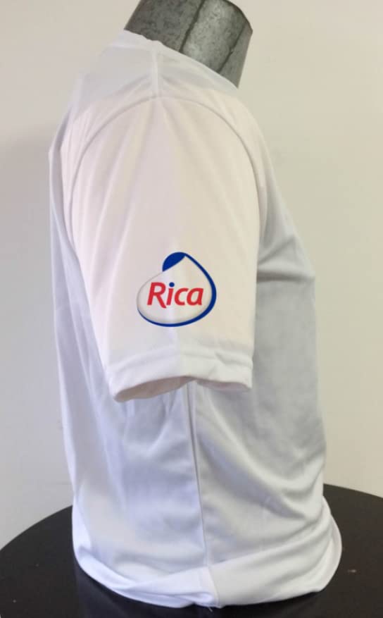 RICA White DRI FIT T-Shirt with Dominican Flag Logo | Medium |