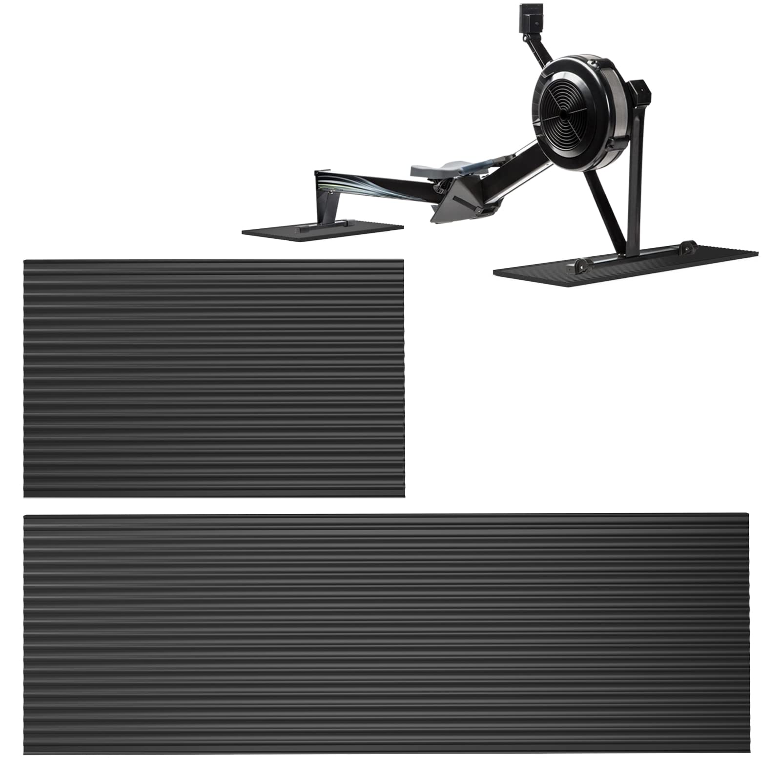 Rowing Machine Mat Compatible with Concept 2 Model C&D&E, Double Floor Mat for Concept 2 Rower, Non-Slip and High Density