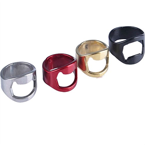 Stainless Steel Beer Ring Bottle Opener Pack of 22mm (Silver+Black+Red+Golden)
