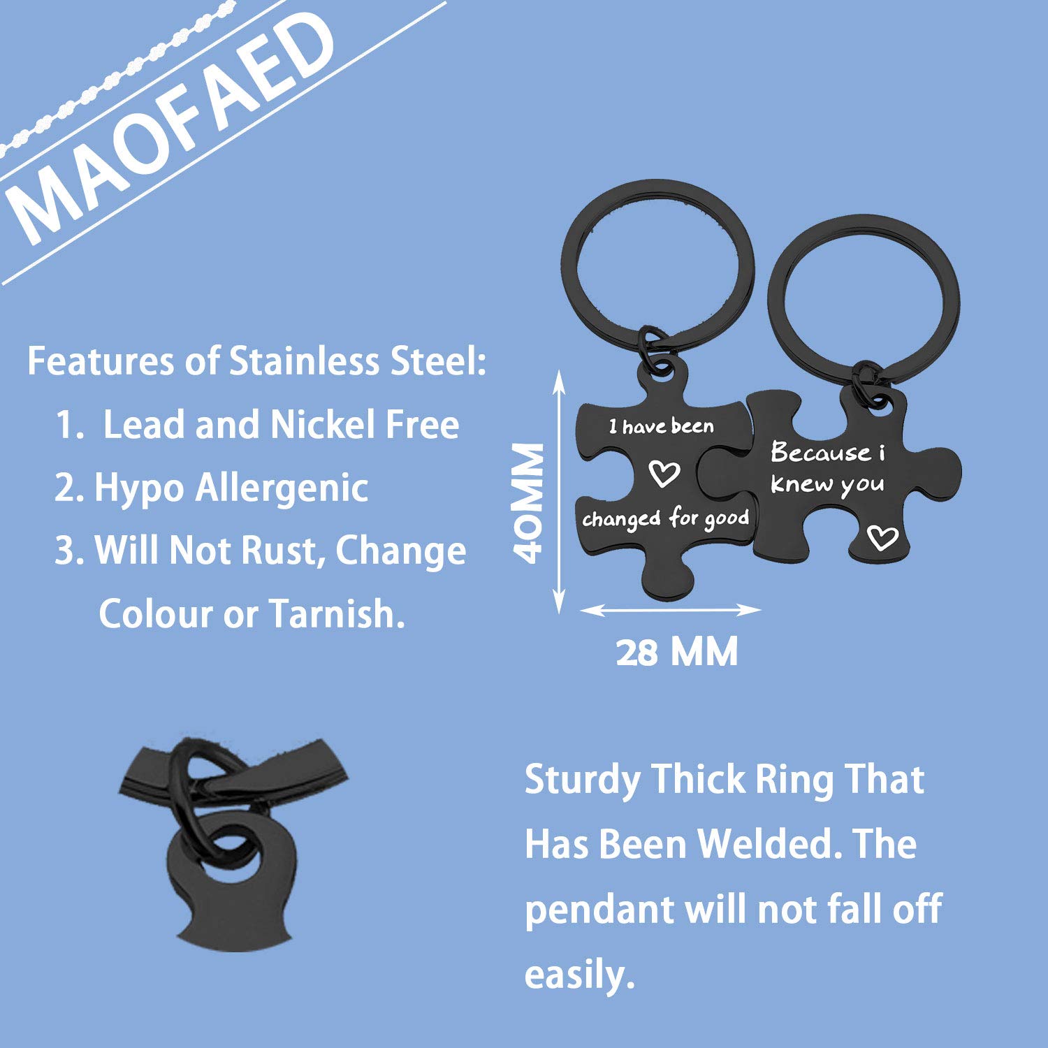 MAOFAED Best Friend Puzzle Keychains Because I Knew You I've Changed for Good Graduation Friendship Keychain (Changed gor Good Black)