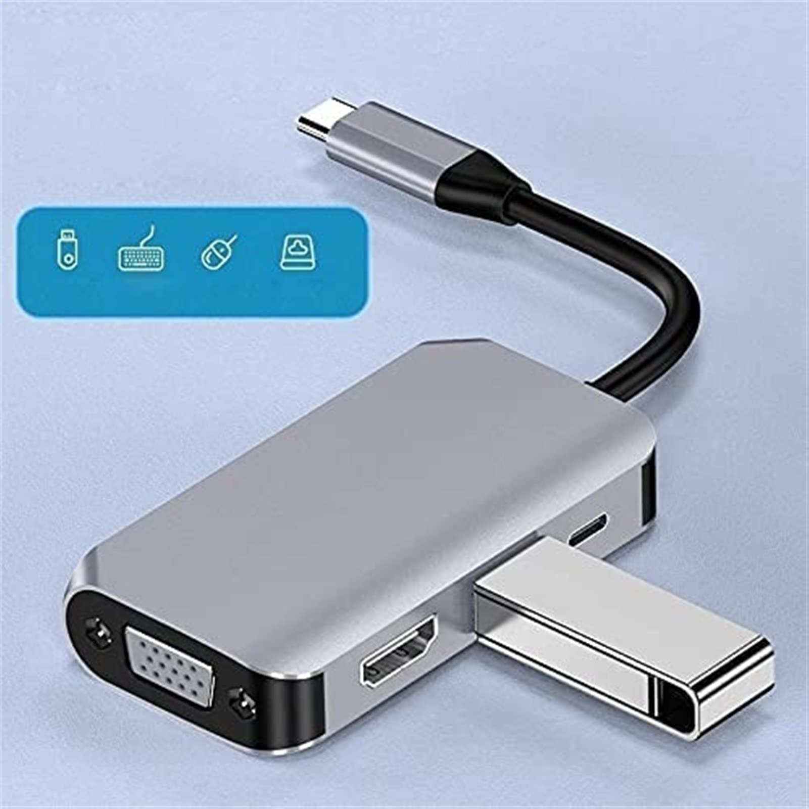 Sxdthy USB Hub, Ultra-Slim Data USB Hub,Type-C Docking Station Type C to HDMI-Compatible 4K to VGA USB Splitter Hub