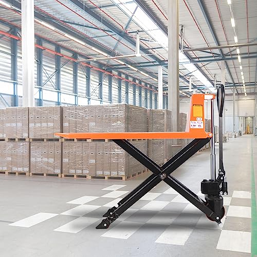 Tory Carrier Manual Scissor Pallet Jack Hand Truck Lift 2200lbs Capacity, 45" Lx27 W Fork, 3.3'' Lowered, 31.5'' Raised Height