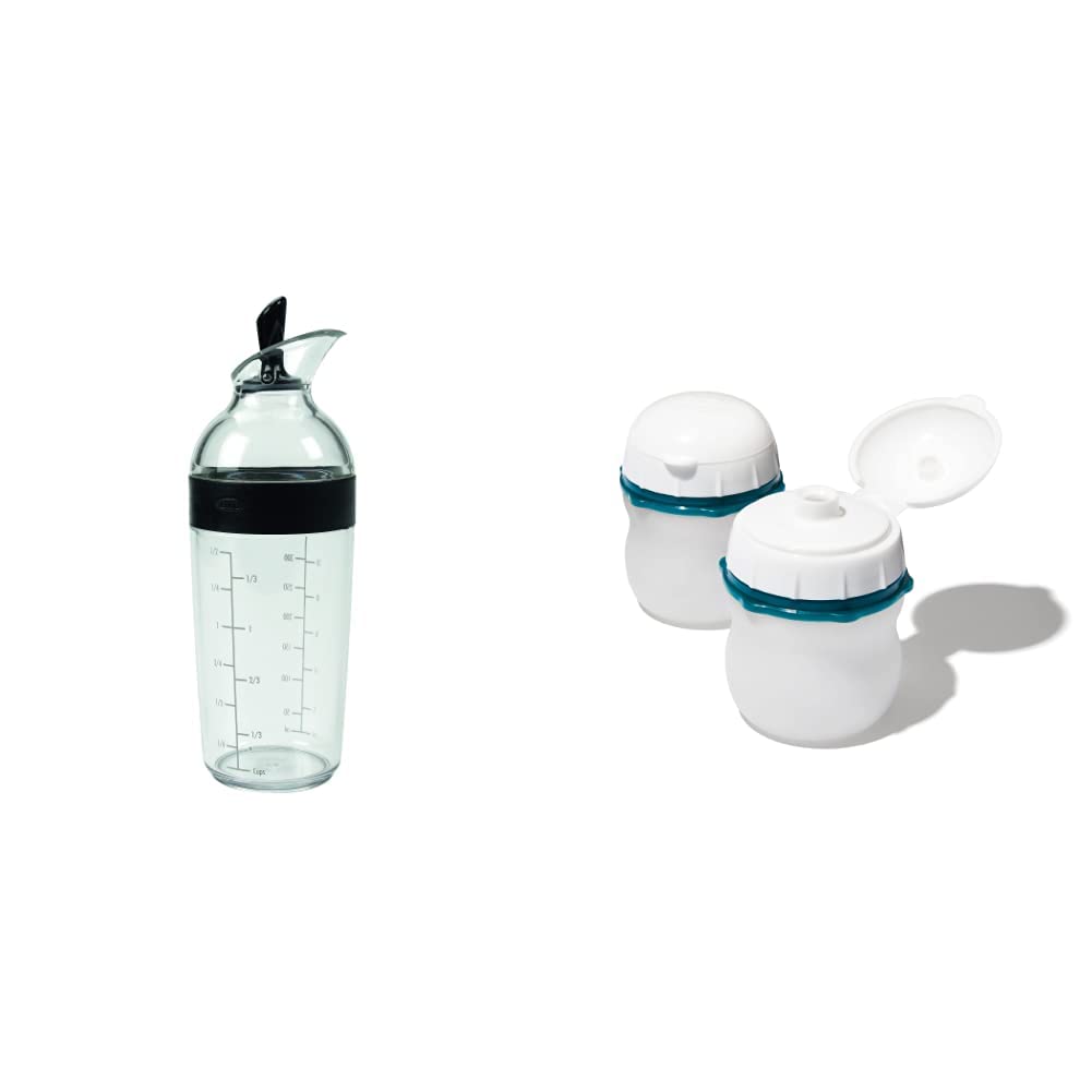 OXO Good Grips Salad Dressing Shaker and Prep & Go Leakproof Silicone Squeeze Bottles Bundle