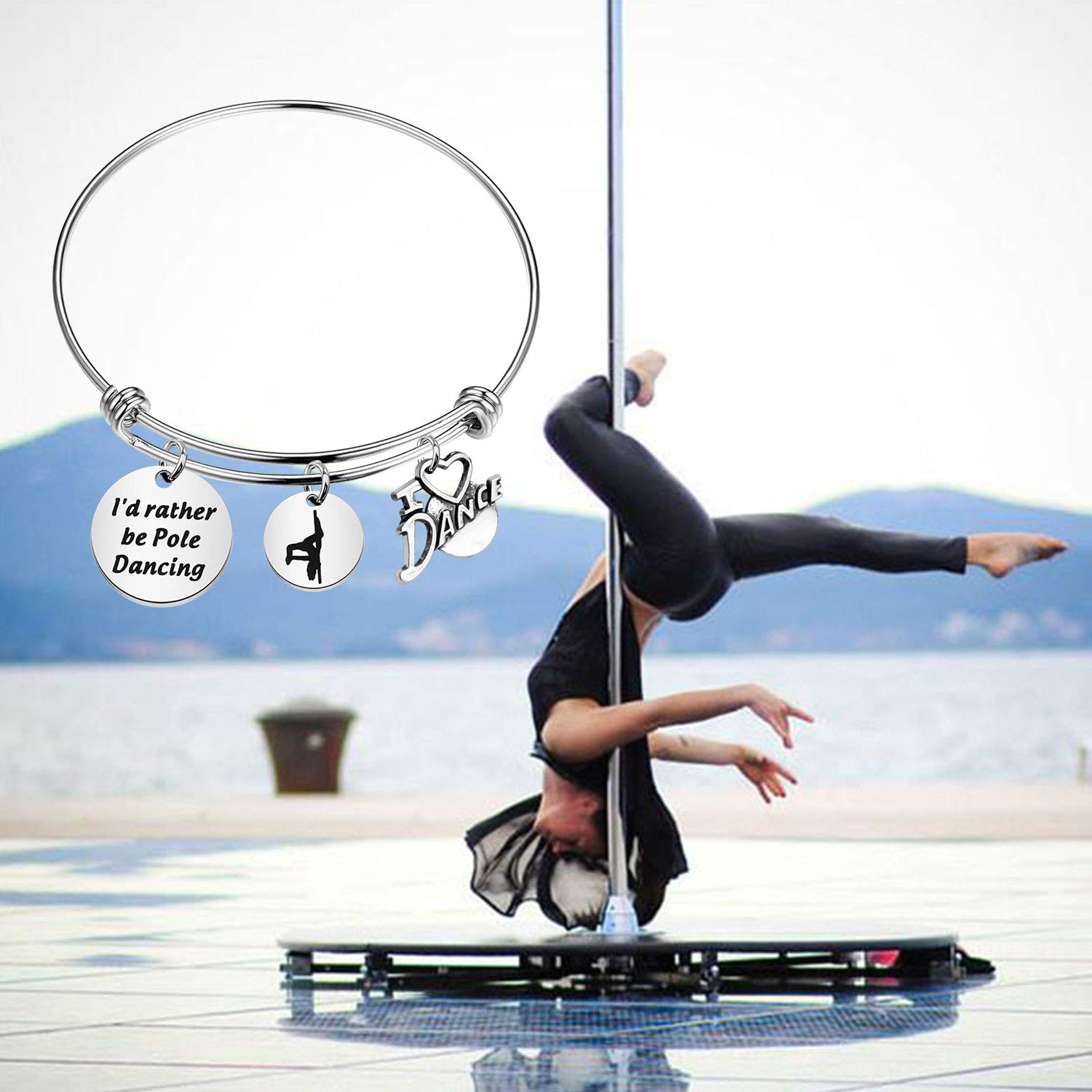 MAOFAED Dance Gift Pole Dancing Gift I’d Rather Be Pole Dacing Bracelet Dancer Gift Pole Dance Coach Gift Dancer Gift (rather pole dancing)