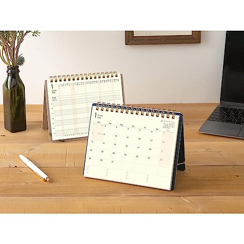 Midori 22285006 Plus Stand Diary Notebook, 2024, B6 Transformation Size, Monthly, Navy Blue, Starts October 2023 (beige)