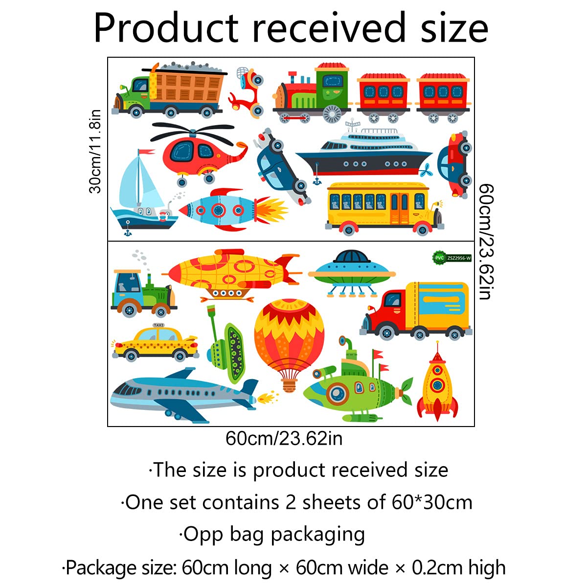 Transport Vehicles Wall Decals for Kids Car Train Spacecraft Airplane Wall Stickers Boys Room Playroom Baby Nursery