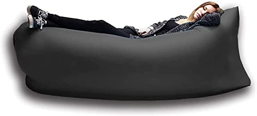 Portable Inflatable Lounger Air Sofa Couch, Anti- Air Leaking Beach Lounger for Camping Picnics Hiking Beach Music (Black)