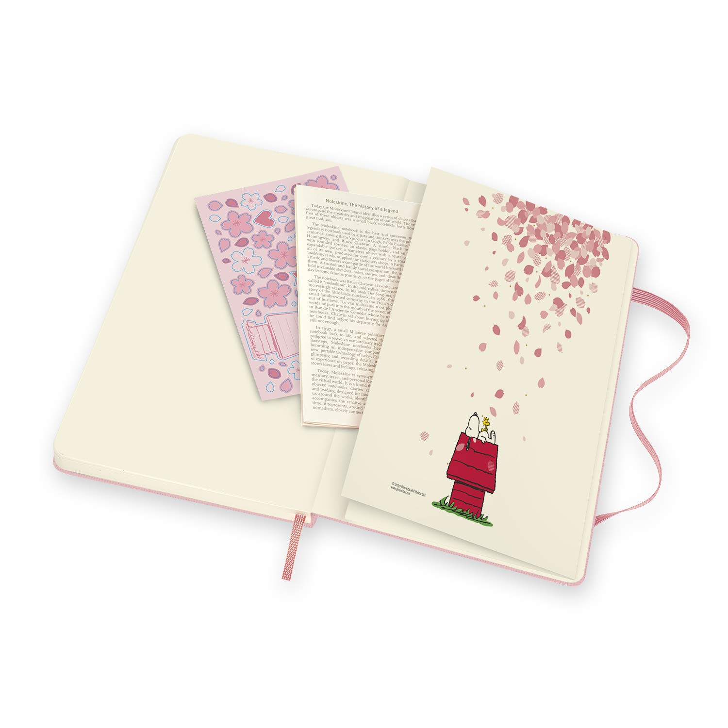 Moleskine Limited Edition Peanuts Sakura Notebook, Hard Cover, Large (5" x 8.25"), Ruled/Lined, Graphic 2, 240 Pages