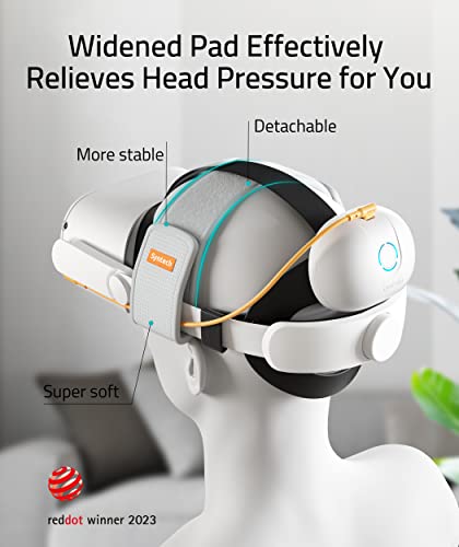 Syntech VR Elite Strap with Battery Pack Compatible with Meta/Oculus Quest 2 Accessories, 10,000mAh Detachable Power Bank, Adjustable Head Strap for Enhanced Comfort and Stability