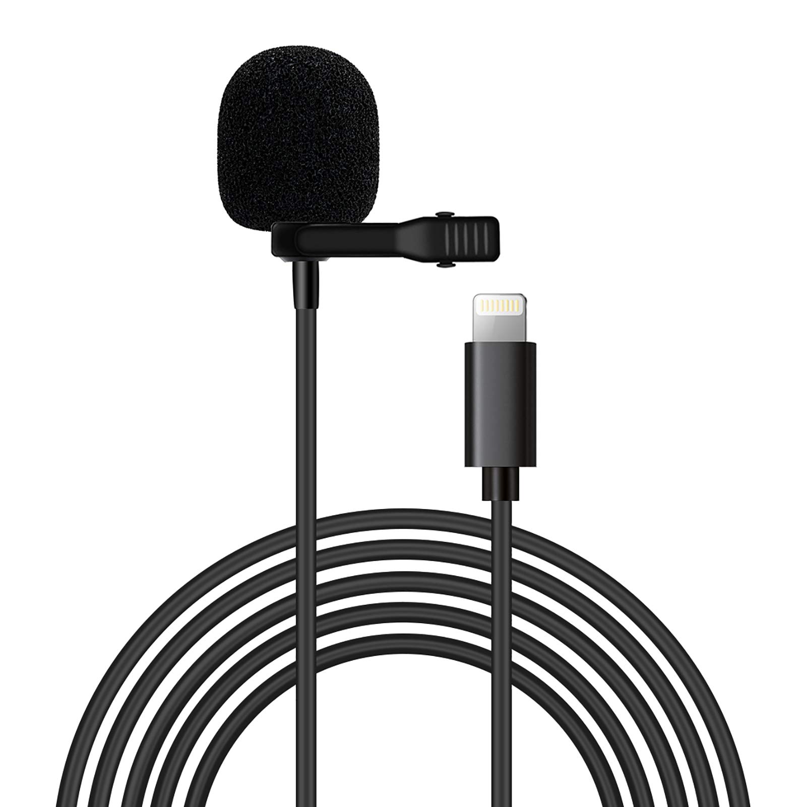 LituFoto Microphone Professional for iPhone/ipad Grade Lavalier Lapel Omnidirectional Phone Audio Video Recording Lavalier Condenser Microphone (iOS 3m)
