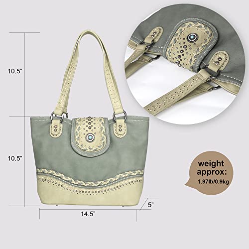 Montana West Buckle Collection Western Bag Concealed Carry Totes for Women with Wallet Set MW1107G-8317GN+W