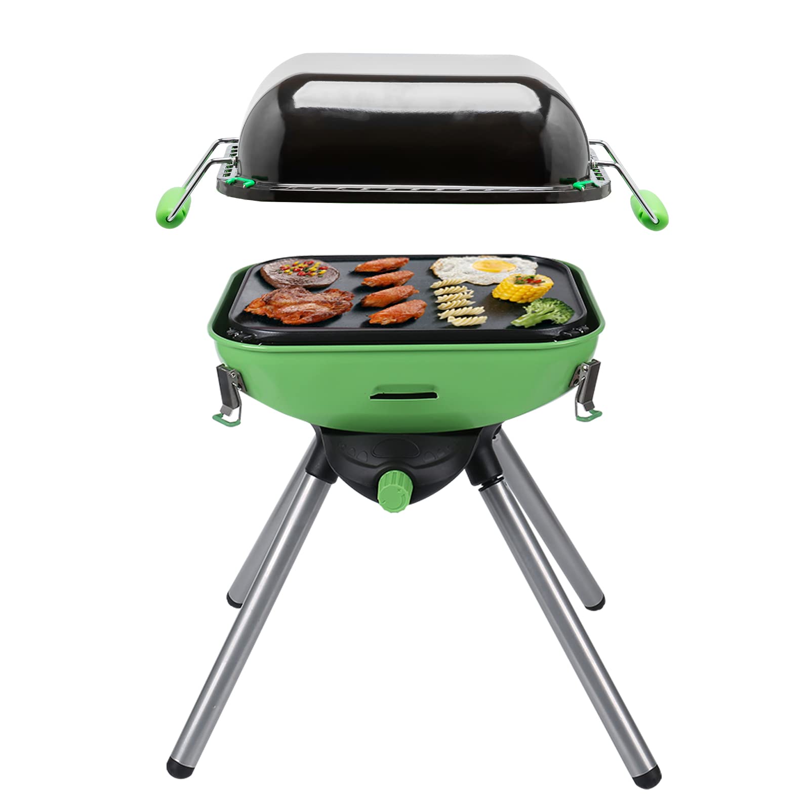 Multi-Function Portable Propane Gas Grill, Stand-Up Camping Griddle Propane Grill Suitable for 1-3 people,8000 BTU Burner ,9.5 x 12 Inch Cooking Surface,Portable Bag For Easy Carrying