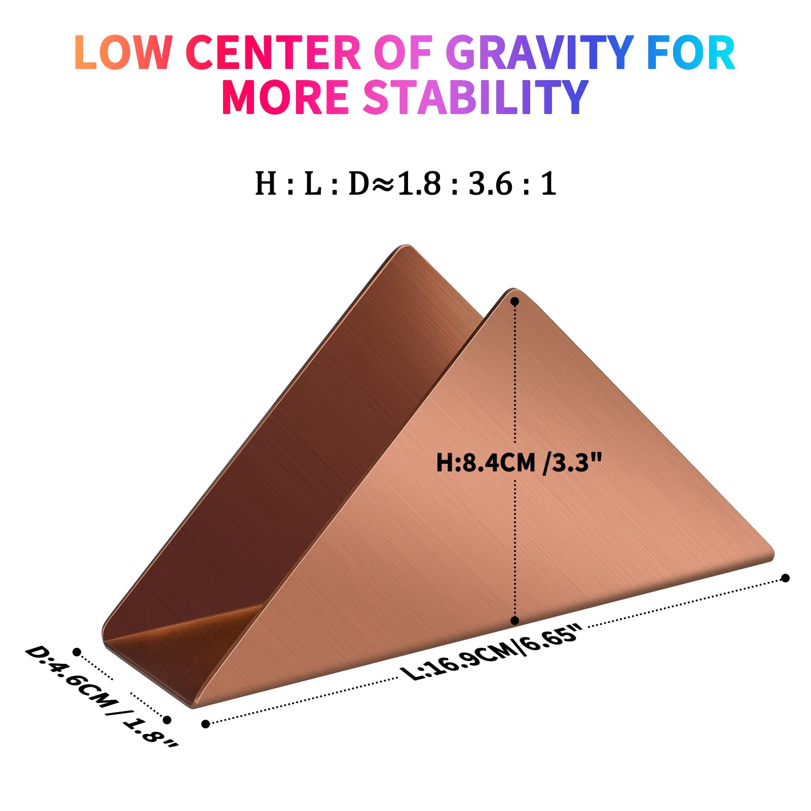 Stainless Steel Napkin Holder,Minimalistic Metal Napkin Dispenser,Cocktail Napkin Organizer,Triangle Shape, Rose Gold,1 Piece