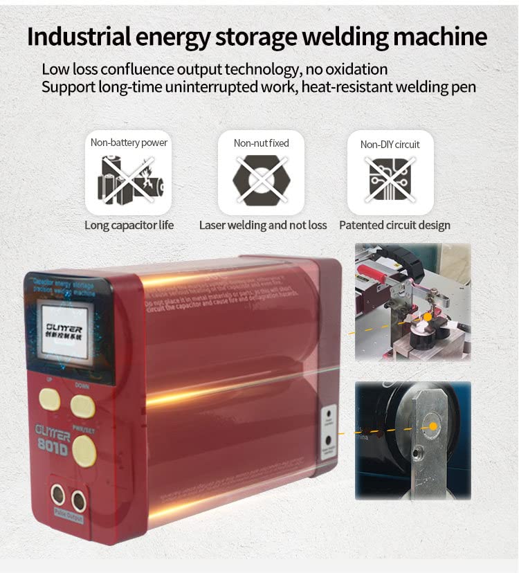 ZCM-JSD 801D Capacitor Energy Storage Welders,Adjustable Pulse Spot Welder W/Smart Control Panel,Portable Pulse Welding Machine for Battery Pack 18650 14500 Lithium Batteries