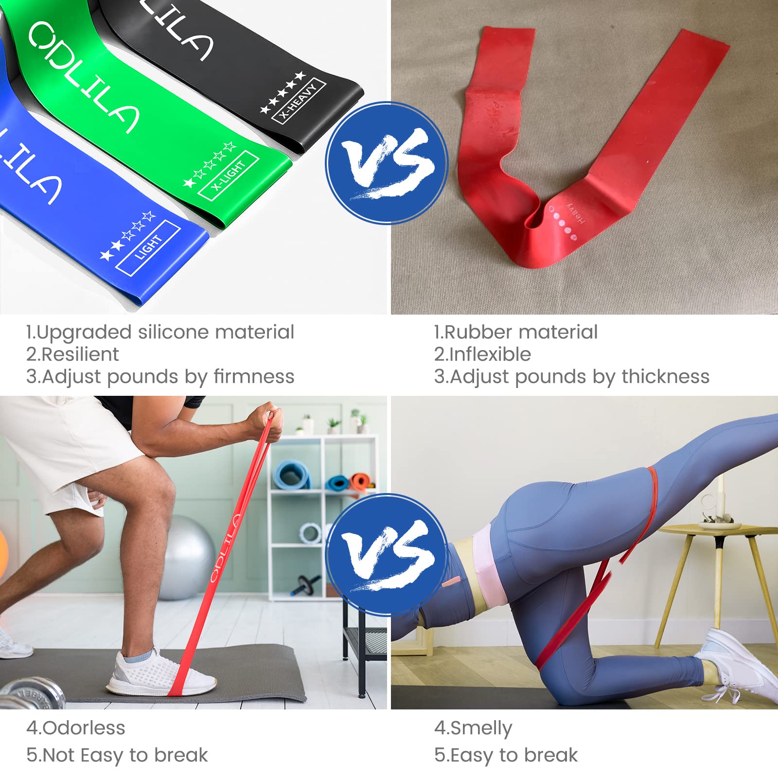Odlila Resistance Bands, Exercise Workout Bands for Women and Men, 5 Set of Stretch Bands for Booty Legs, Exercise Loop Bands for General Exercise, Stretching and Strength Training(Purple)