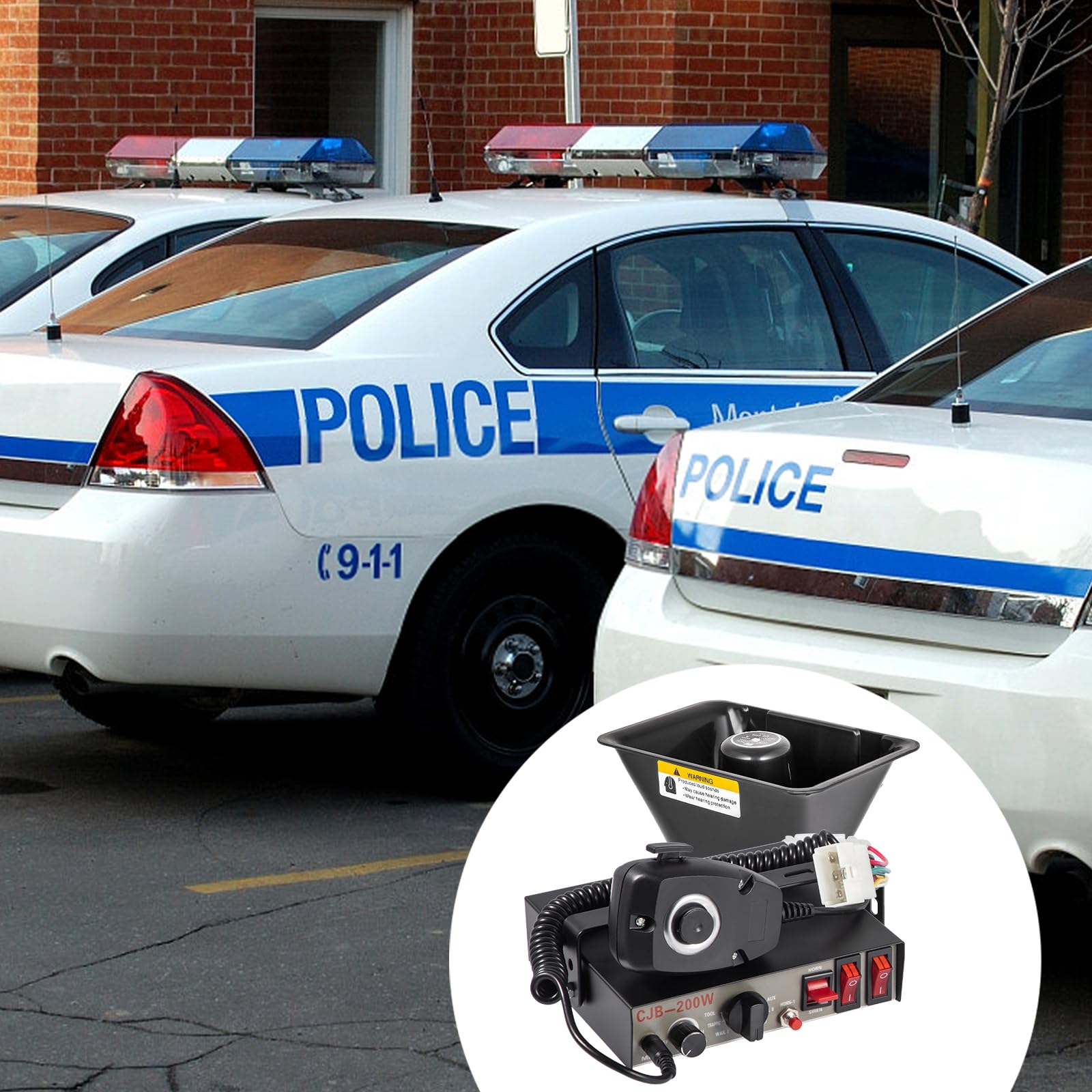 VEVOR 200W Car Warning Alarm Vehicle 7 Sound Loud Warning Alarm Kit MIC System Emergency Fire Siren PA Speaker