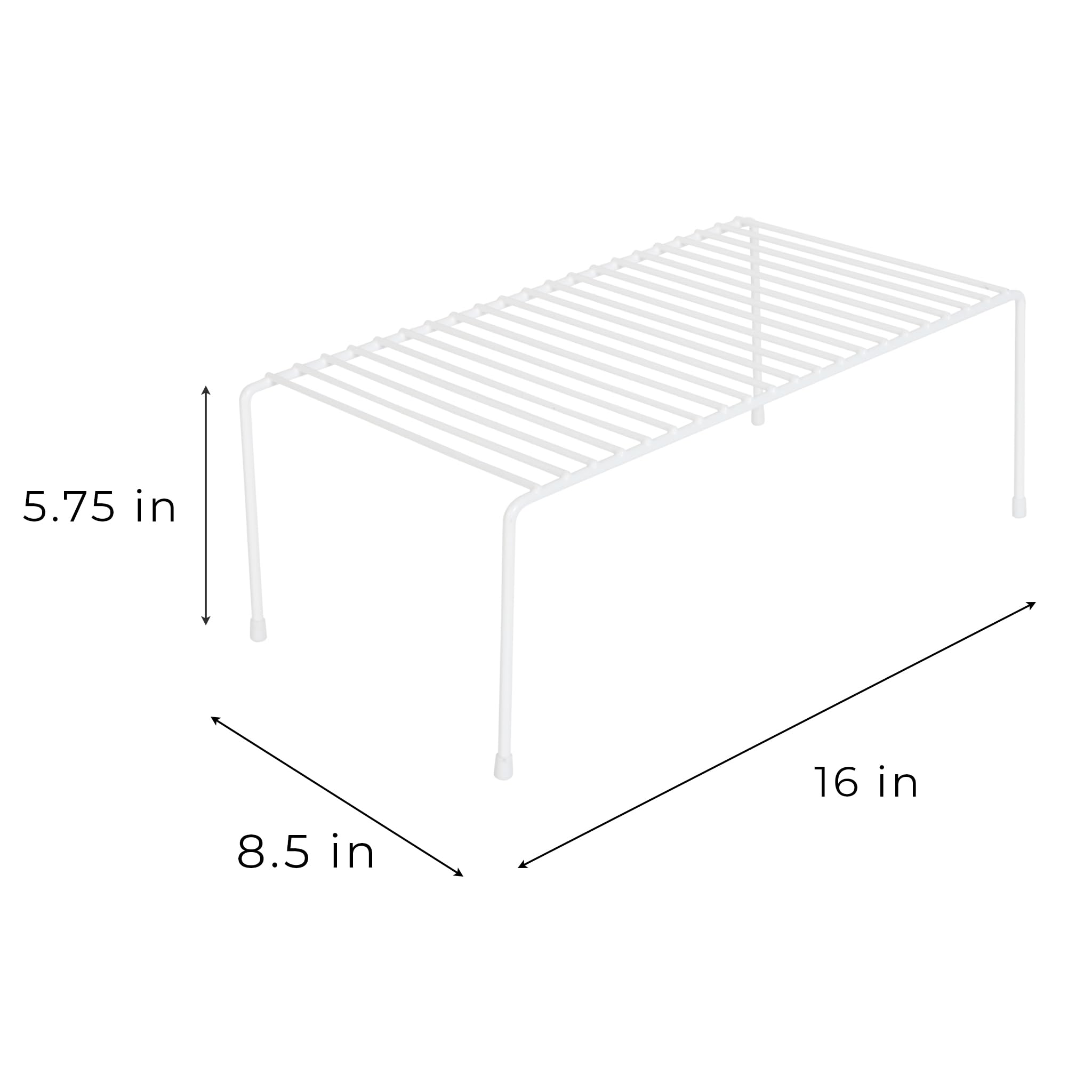 Smart Design Classic Storage Shelf β Set of 6, Large (8.5 x 16 in.), White β Sturdy Steel Pantry Organizer with Rust-Resistant Finish and Non-Slip Feet for Easy Home Organization and Storage