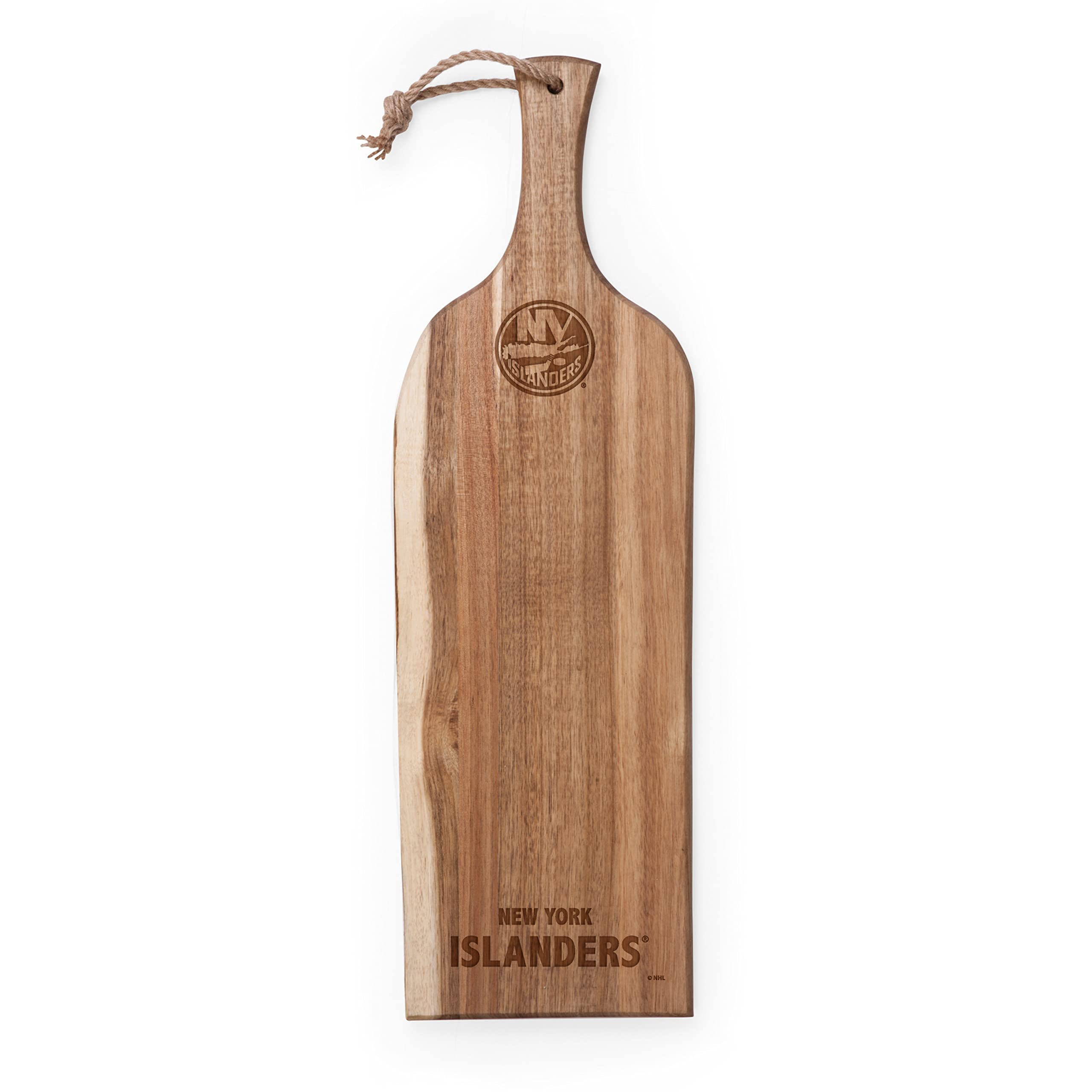PICNIC TIME NHL New York Islanders Artisan 24" Acacia Charcuterie Board with Raw Wood Edge - Cheese Board - Serving Platter