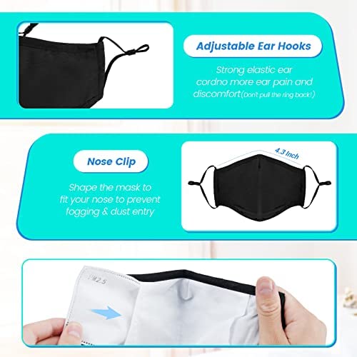 Reuseable Cloth Face Masks Washable for Women Men 12 Pack Breathable Face Mask with Nose Wire and Adjustable Ear Loops…