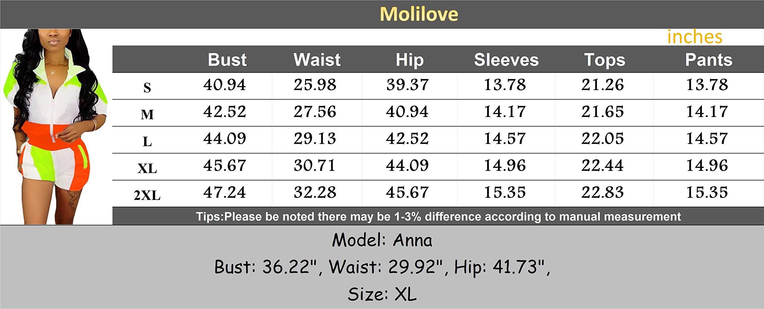 Molilove Women 2 Piece Windbreaker Tracksuit Zip Jacket Crop Tops and Shorts Pants Tracksuit Outfits