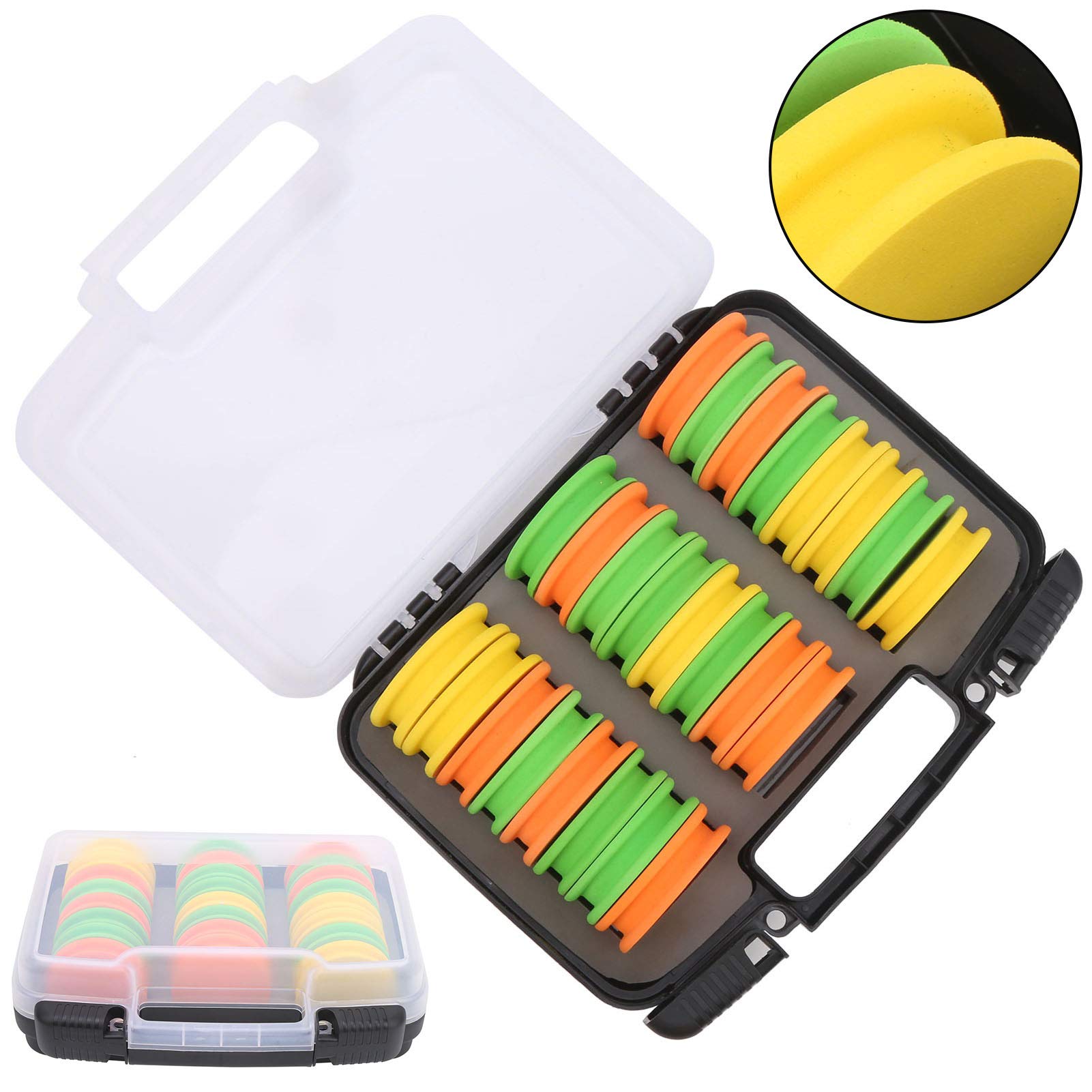 Nofaner EVA Line Spools, 24pcs EVA Fishing Line Storage Spools Winding Board Tool Bobbin Tackle Mix Color