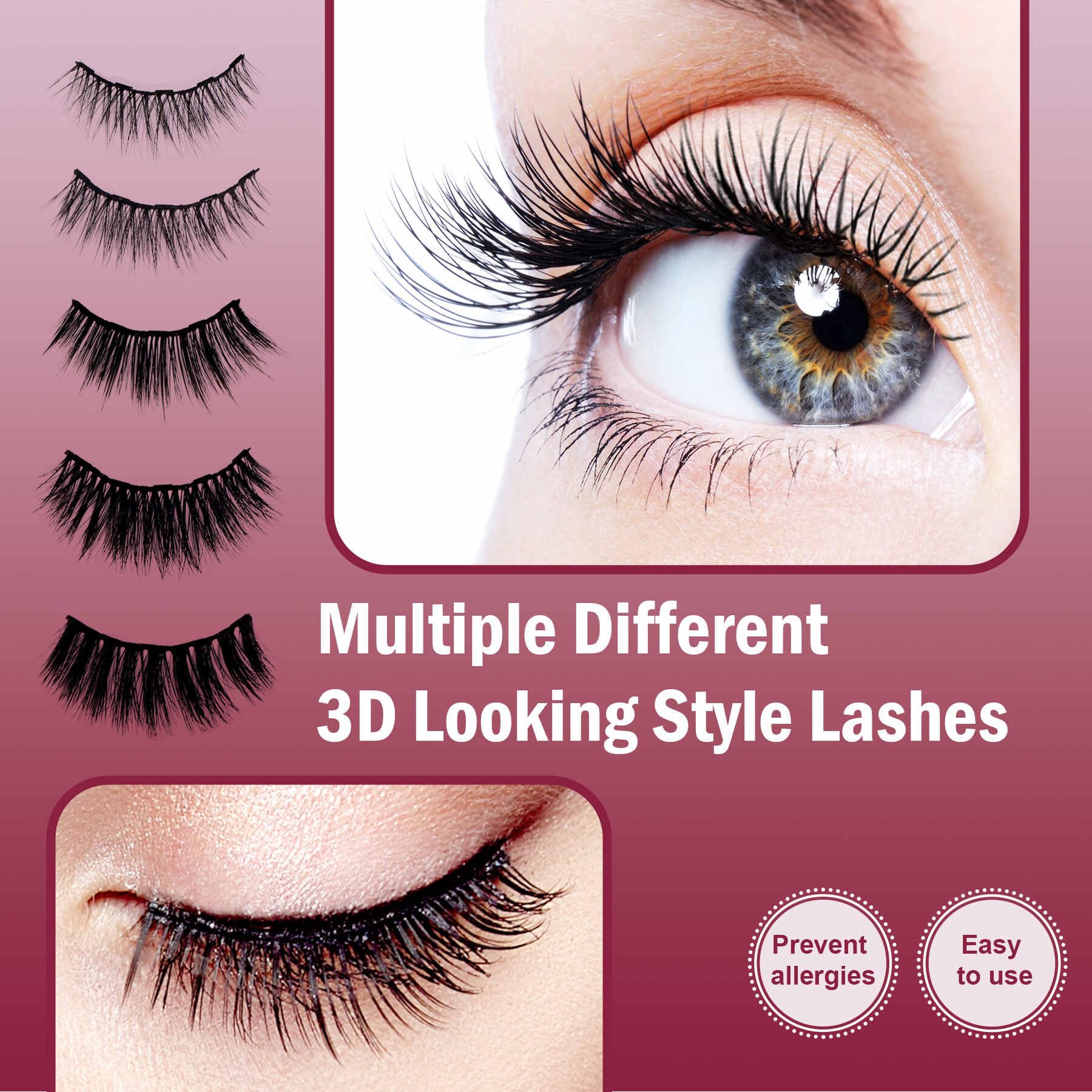 Magnetic Eyelashes Kit , Crwahie 10 Pair Magnetic Lashes with Eyeliner & Tool, 3D Long Lasting Magnetic Eyelashes Natural Look Reusable Sweatproof False Eyelashes, Easy to Wear, No Glue Needed