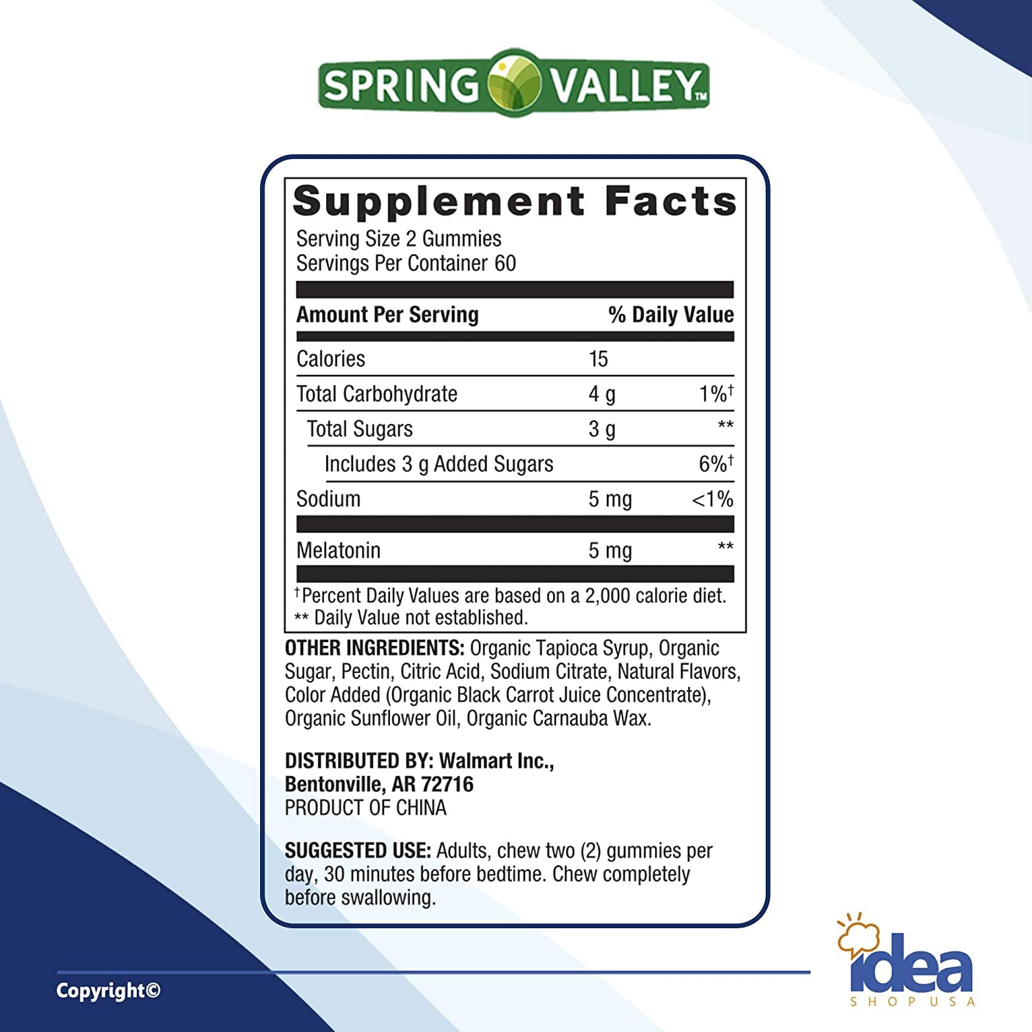Melatonin Adult Gummies, Sleep Support by Spring Valley, 5 mg, 120 Ct (3 Pack) + “Have a Great Sleep - Better Idea Guide©”