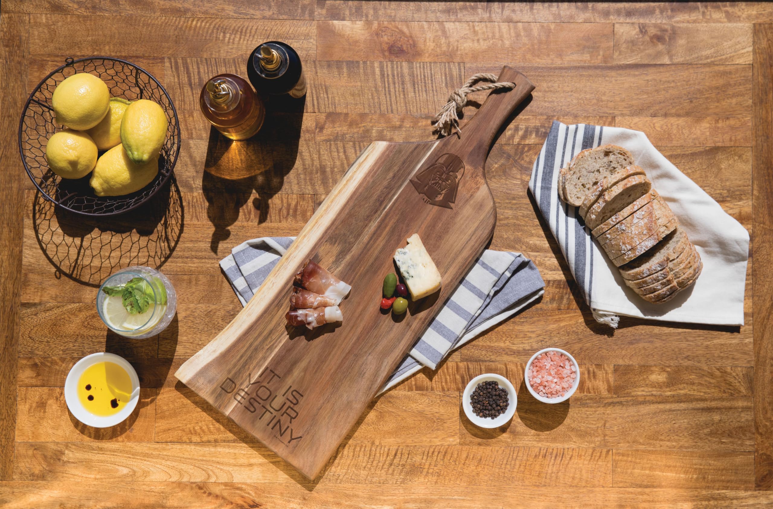 PICNIC TIME Star Wars Darth Vader Artisan 24" Acacia Charcuterie Board with Raw Wood Edge, Cheese Board, Serving Platter, (Acacia Wood)