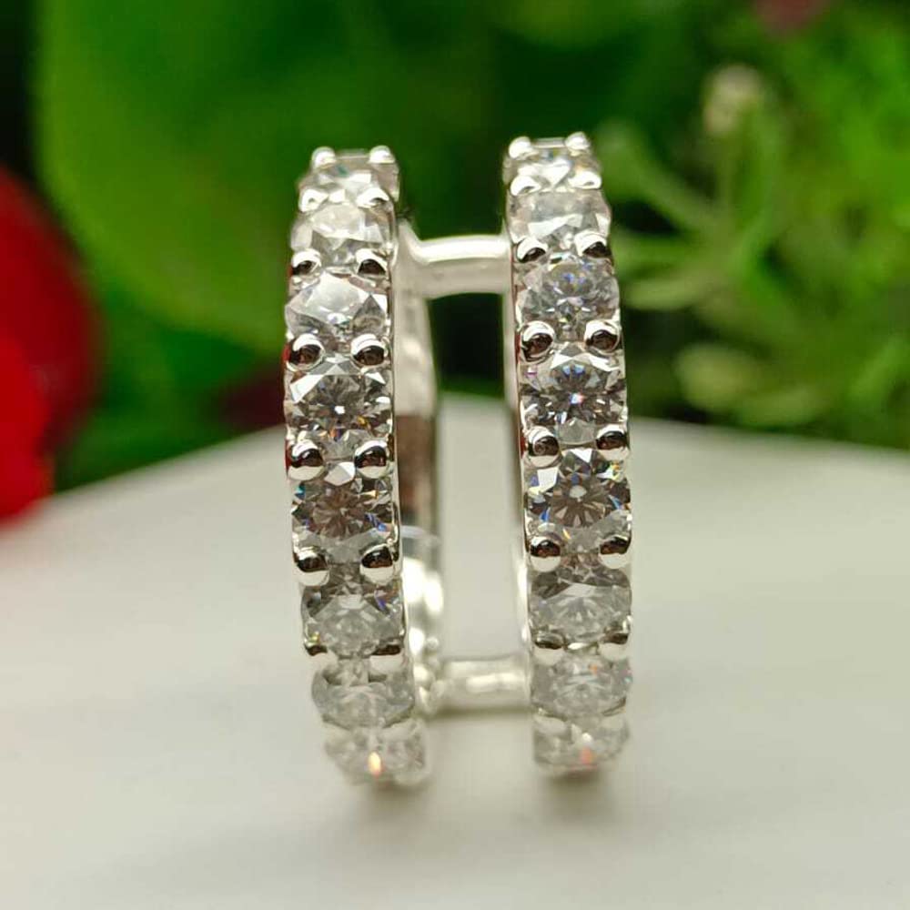 RITZIN Enhancer Round Brilliant Cut White Moissanite Diamond 925 Sterling Silver Ring Guard - 3 MM (6)