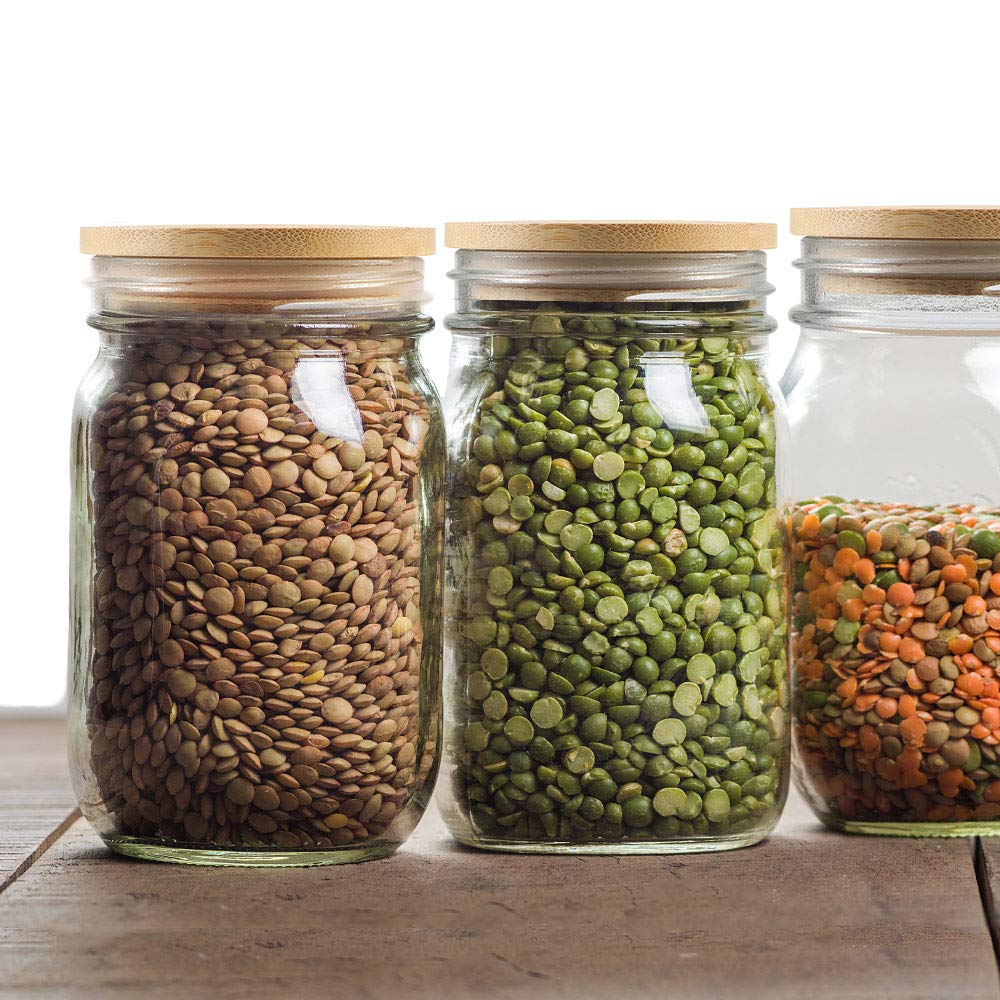 Picowe 6 Pack Bamboo Lids for Wide Mouth Mason Jar Storage Canning Jar Lids Ball Jars(Jars not included)