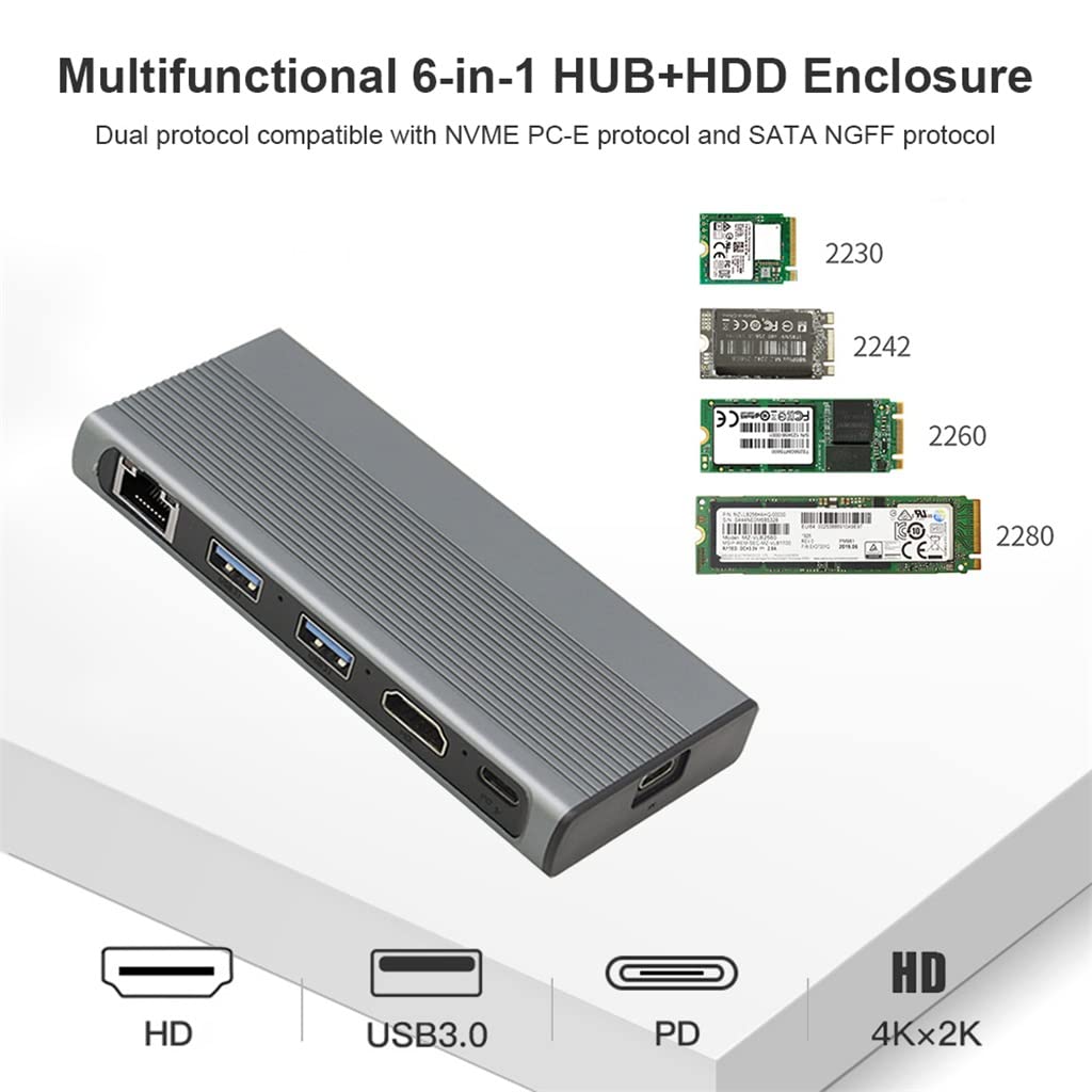 ZSEDP USB C HUB Type C 3.1 to M.2 30Hz 1 10Gbps M.2 SSD Case Enclosure USB C HUB Splitter R Adapter