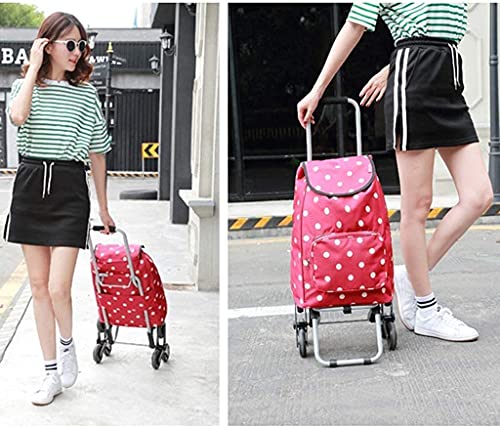 Shopping Trolley on Wheels Multi Function Shopping Cart Foldable Trolley On Wheels Lightweight Stair Climbing Cart with Large Capacity Waterproof Grocery Stair Climbing Foldable Cart Storage Hand T