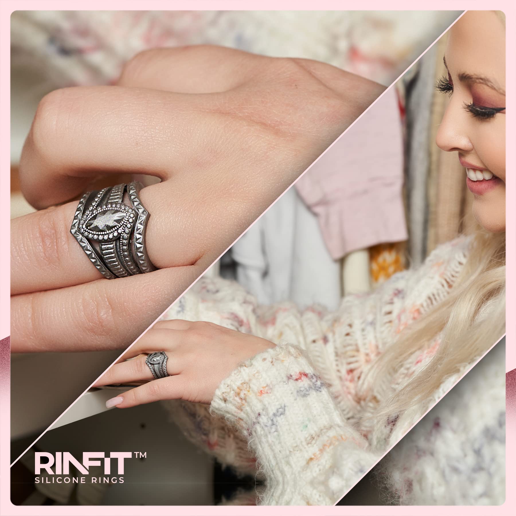 Rinfit Silicone Rings for Women - Engagement or Promise Ring & Stackable Set - Womens Rubber Wedding Rings & Silicone Wedding Bands - Patented Design - Black - Size 7