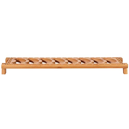 VTOSEN Natural Bamboo Teacup Holder Shelf Tea Cup Draining Rack Organizer Tea Ceremony Accessories(Eight Compartment)