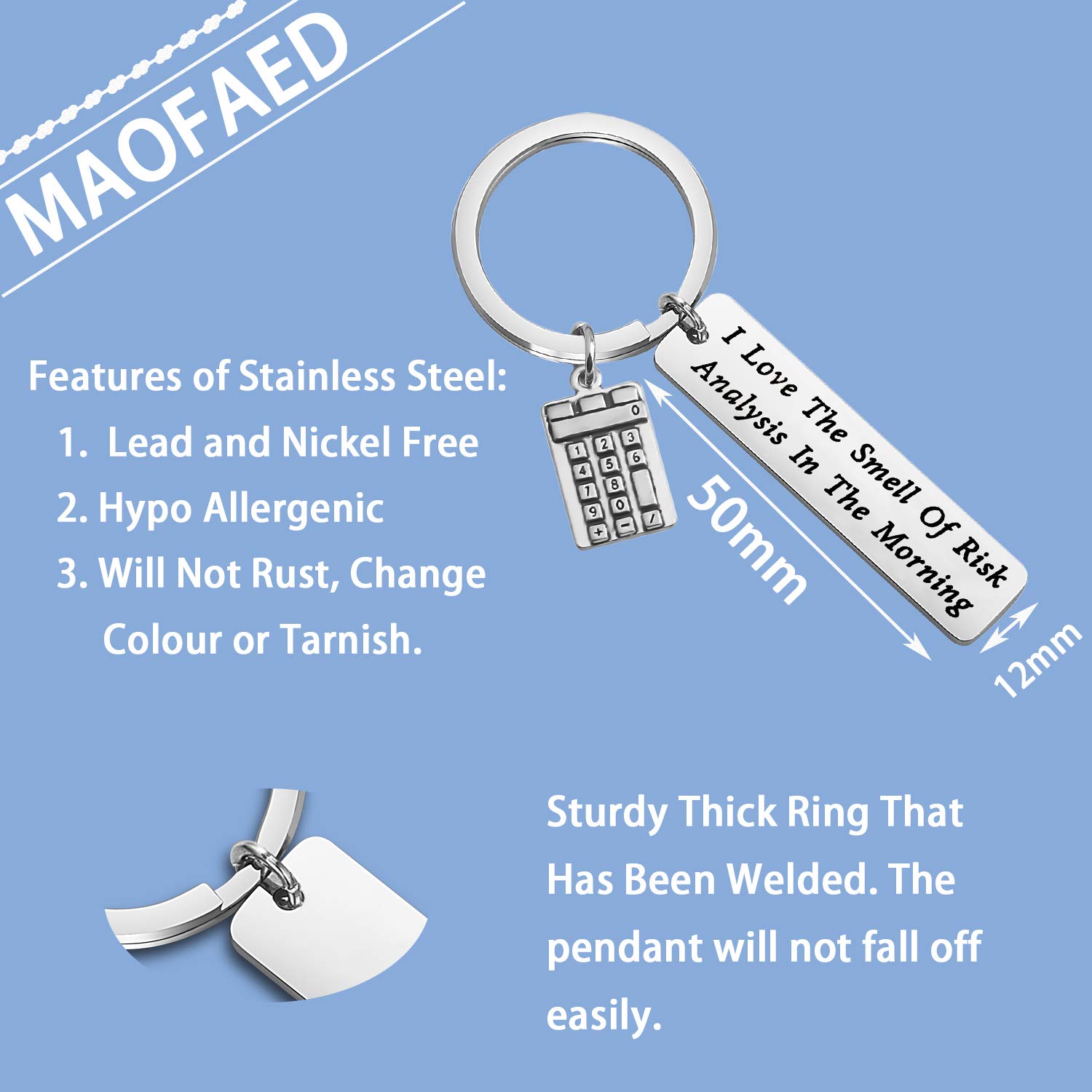 MAOFAED I Love the Smell of Risk Analysis in the Morning (Actuary Keychain)