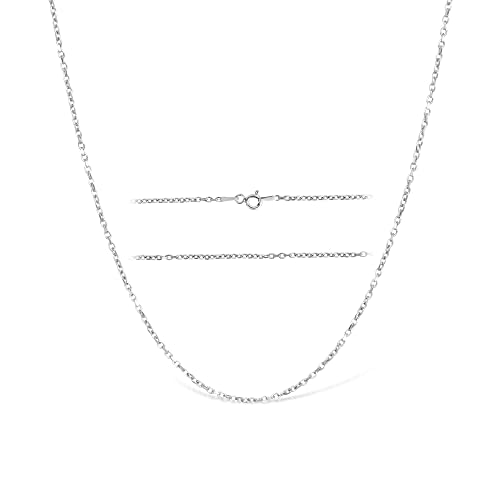 Rivline 925 Sterling Silver Necklace for Women, Diamond Cut Cable Link Chain, Thin and Elegant Italian Made Jewelry, Secure Clasp (18 Inch)