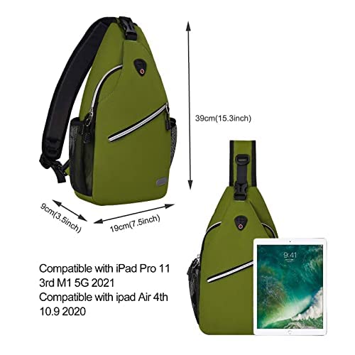 MOSISO Sling Backpack, Multipurpose Crossbody Shoulder Bag Travel Hiking Daypack, Army Green, Medium