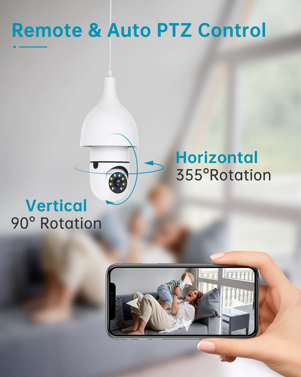 Light Bulb Security Camera,NexTrend 360 Outdoor Wireless Cameras PTZ WIFI with Floodlight Color Night Vision Two Way Talk Motion Detection Alert Free Remote App E27 for Home Indoor Surveillance 2 Pack