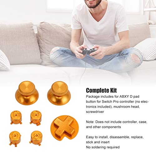 Thumbsticks Analog Bullet Button, Aluminum Custom Metal Replacement Joystick Thumb, Metal Buttons Hats Spare Parts PS4 Accessories for Switch Pro