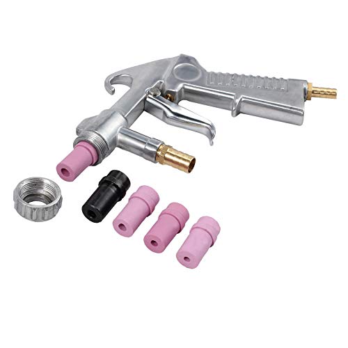 Tanice Sand Blasting Gun Sandblaster with 4pcs Ceramic Nozzles Extra Iron Nozzle Tip Set