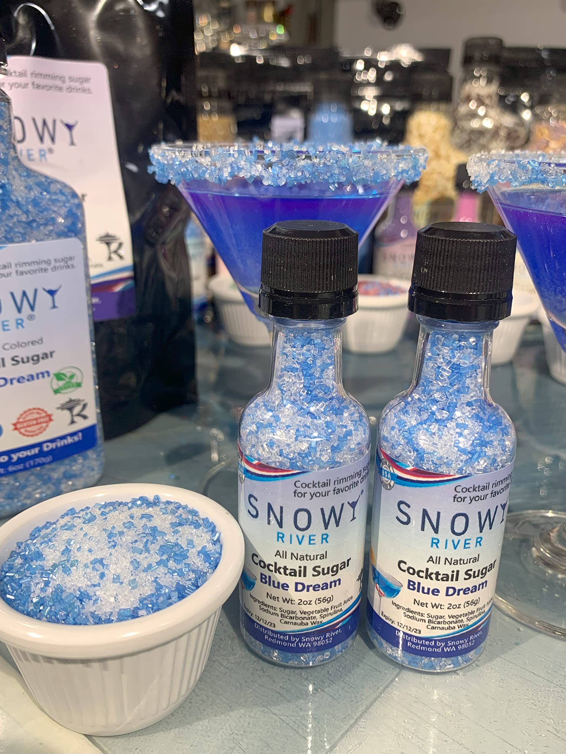 Snowy River Cocktail Sugar Rimmer Mixed Blends - All Natural Cocktail Decorating Sugar, Cocktail Garnish (Blue Dream, 2oz Bottle)