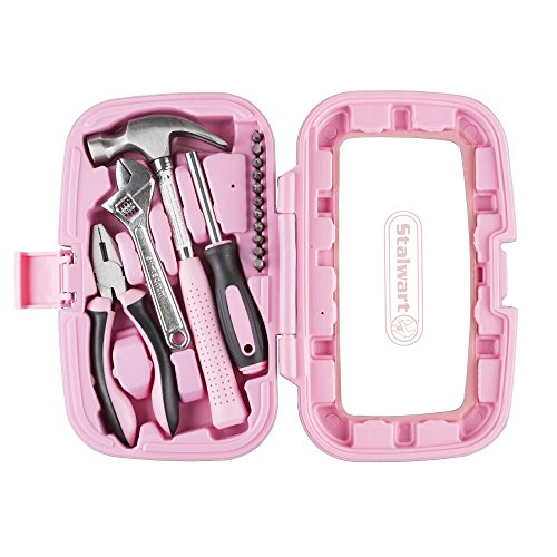 Stalwart 75-HT2015 Hand Tools, Pink Tool Set - 15 Piece by Stalwart, Set Includes β Hammer, Wrench, Screwdriver, Pliers (Tool Kit for the Home, Office, or Car)