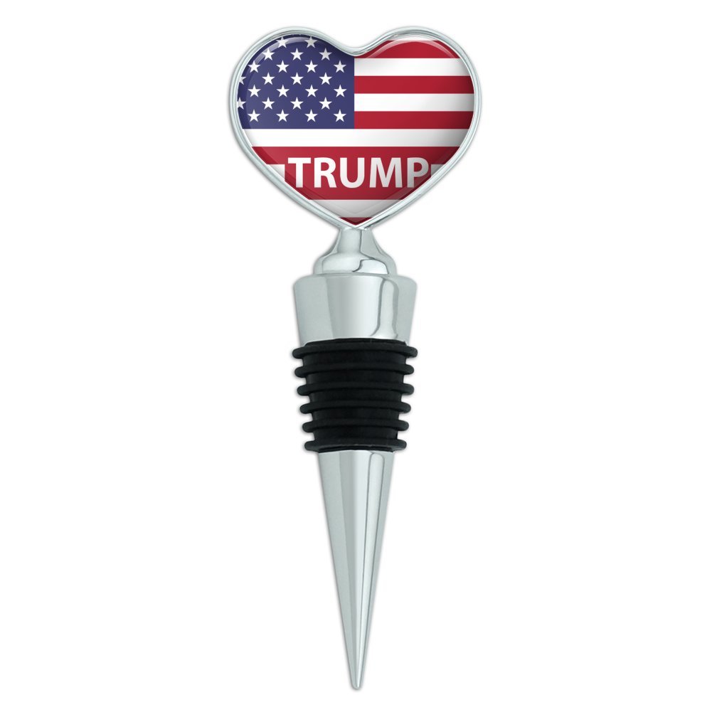 President Trump American Flag Heart Love Wine Bottle Stopper