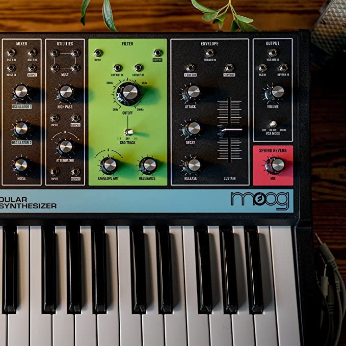 Moog Grandmother Semi-Modular Analog Synthesizer Bundle with Case, Patch Cables, Instrument and Midi Cable and Austin Bazaar Polishing Cloth