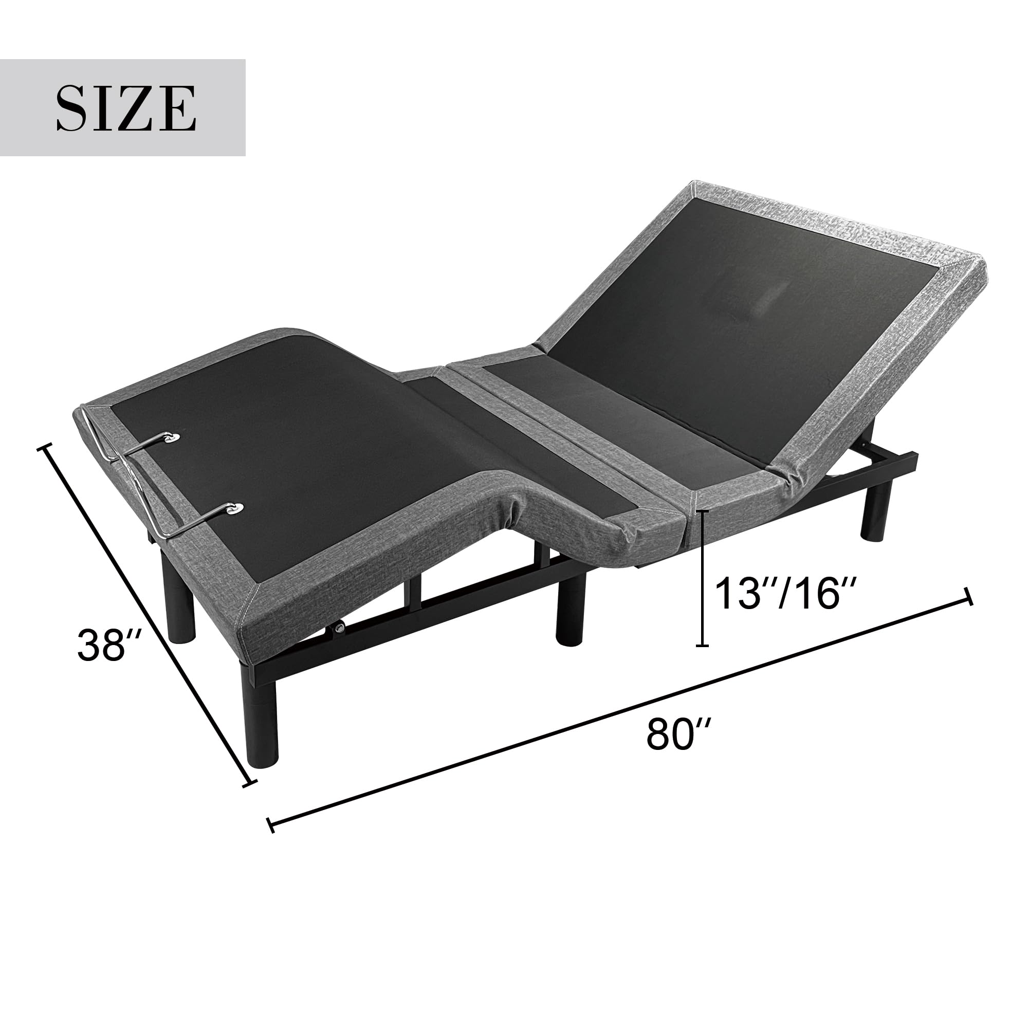 LINPOZONE Pain Relieving Ideal Base Adjustable Bed Frame Twin XL,Massaging Zero Gravity Adjustable Bed Base, Electric with 3 Speed Head & Foot Massage, Wireless Remote, 4 USB Ports Charge