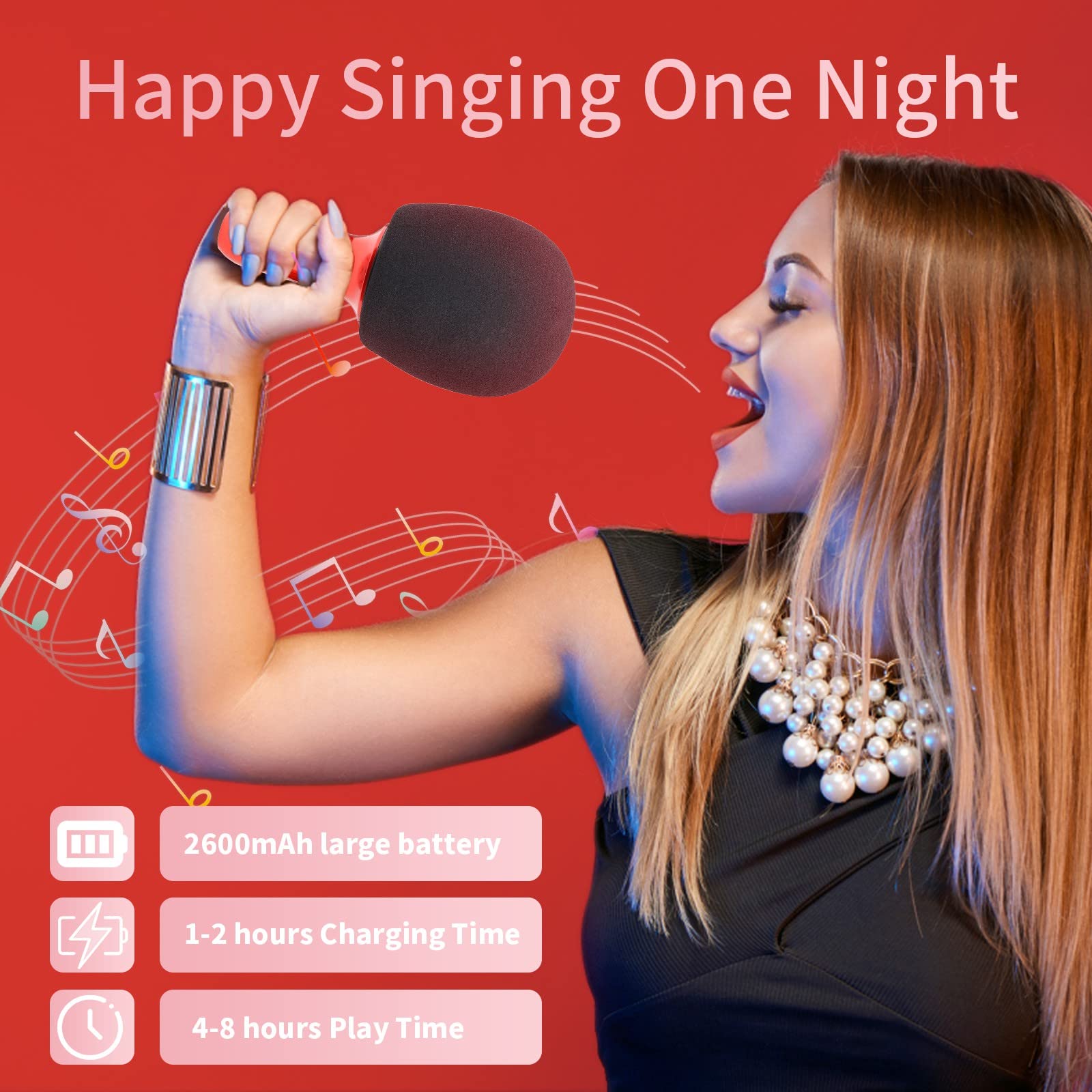 Nortix LAVESO Karaoke Microphone, Bluetooth Microphone, Microphone for Kids, Karaoke Microphone for Adults, Portable Karaoke Machine with Voice Changer, Best Gift for Kids and Adults