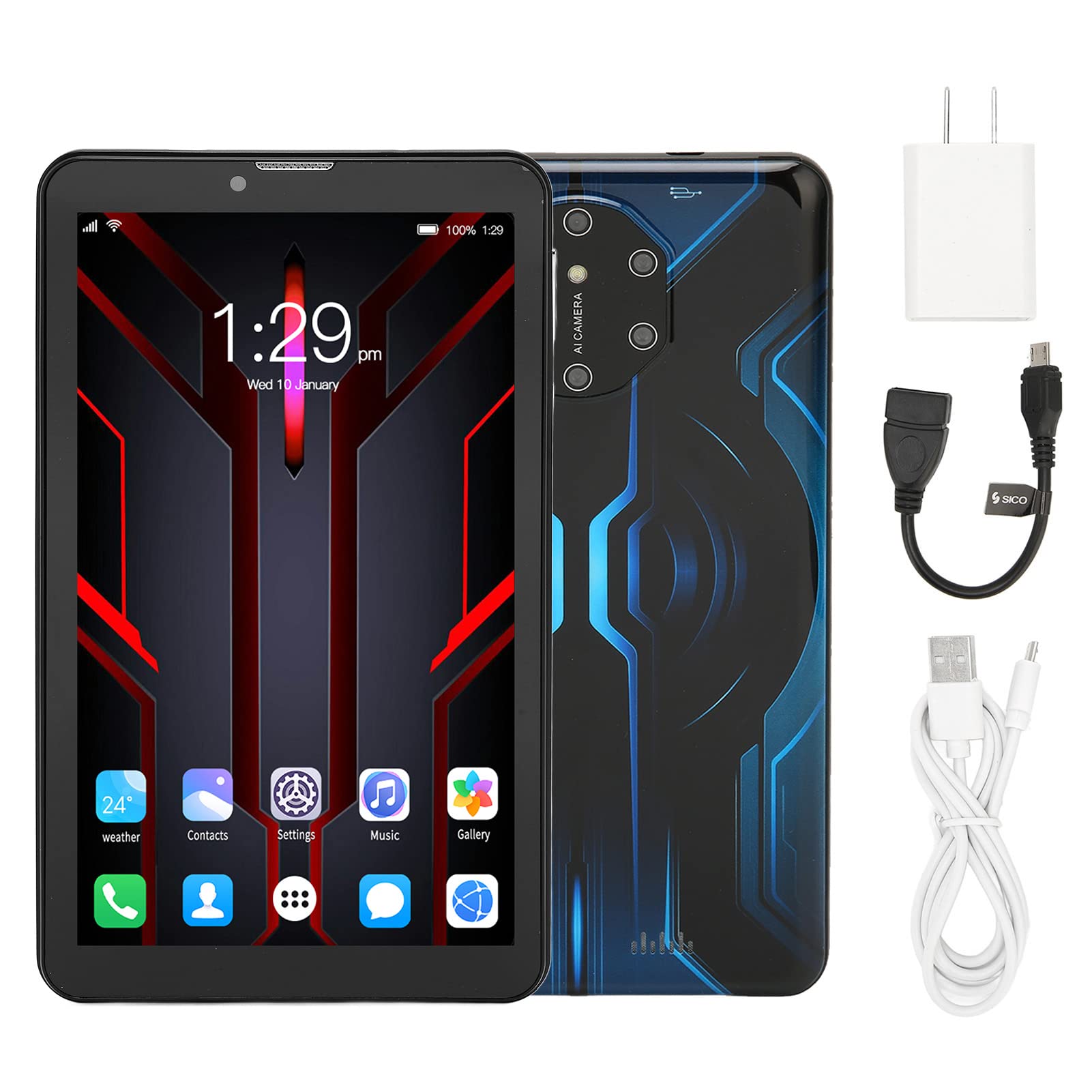 Tablet PC, for 10 Blue Dual Camera Kids Tablet 4GB 32GB 6000mAh Battery MT6592 8 Cores CPU for Painting US Plug